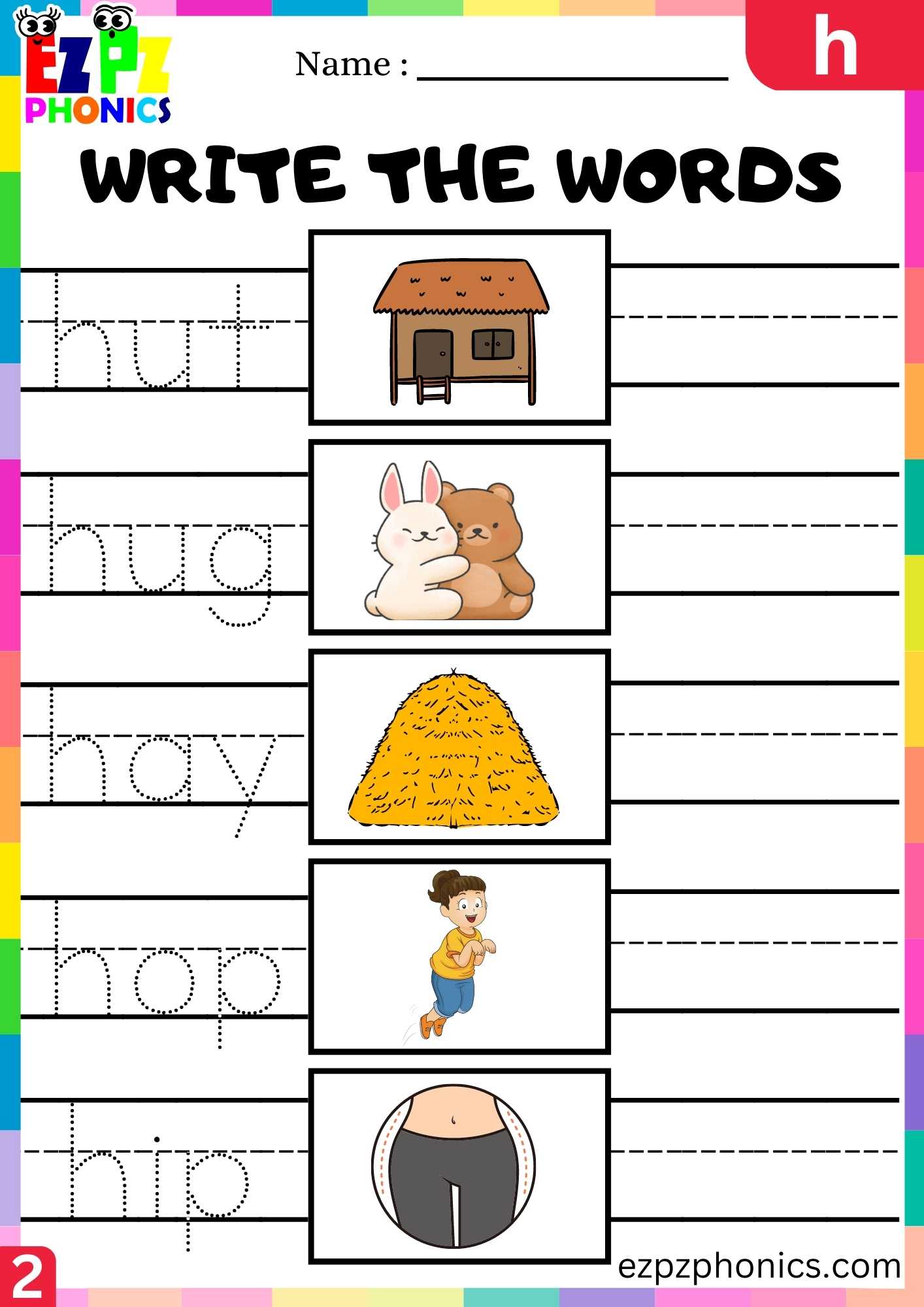 Group2 Letter H Write The Words Beginning Sounds Worksheet - ezpzphonics.com